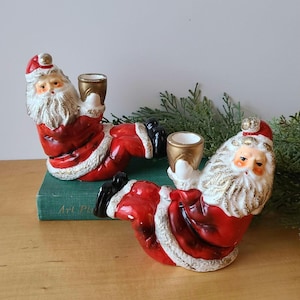 Vintage Santas Christmas Candlestick Holders Set of 2. Made in Japan ...