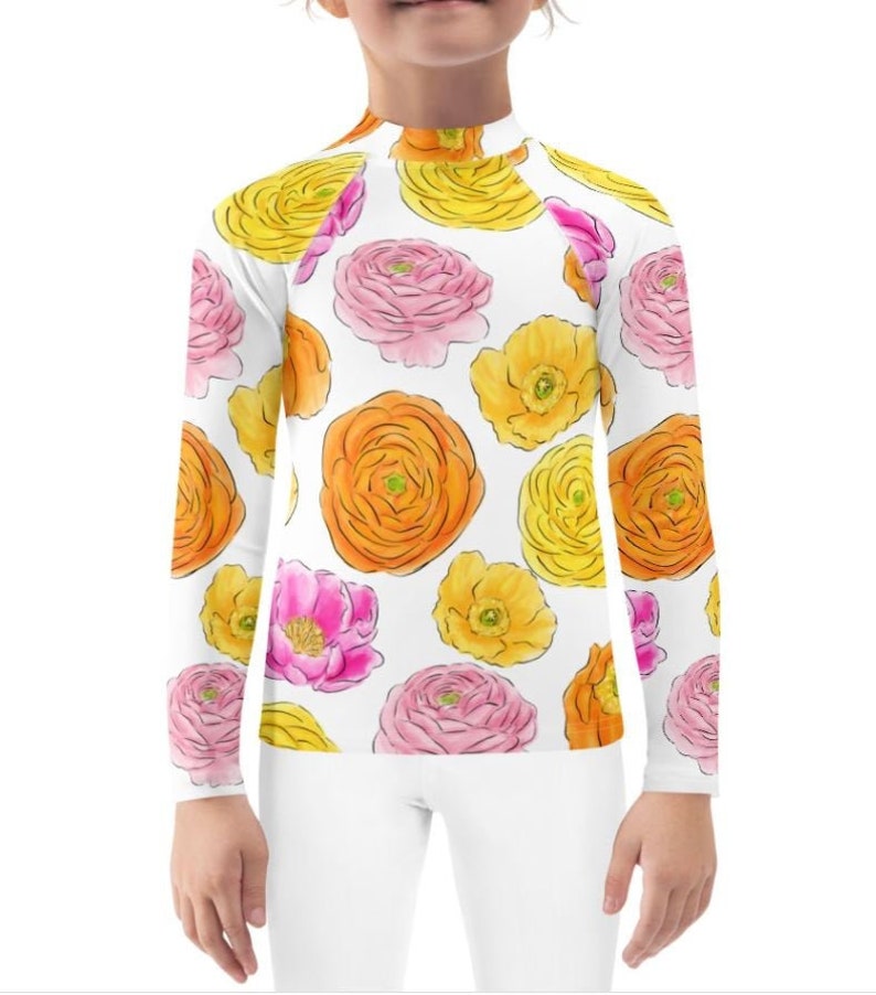 Kids Floral Rash Guard | Waterproof Swim Shirt Unisex | Sun Protective ...
