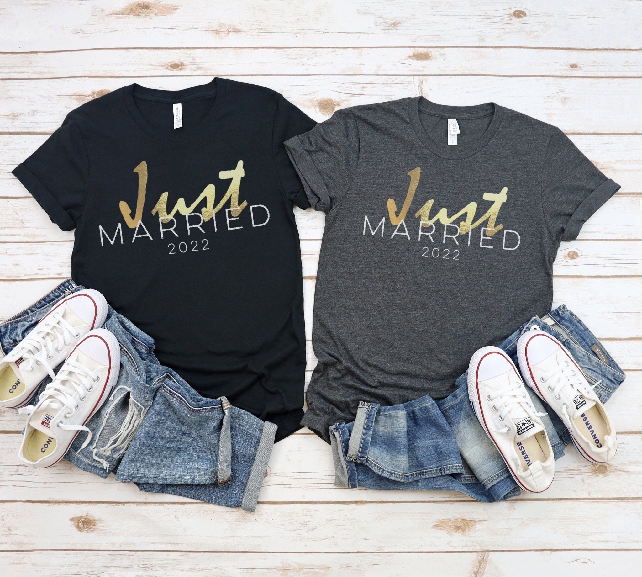 Just Married Shirts 2022 Honeymoon Shirts Couples Shirts Wedding T