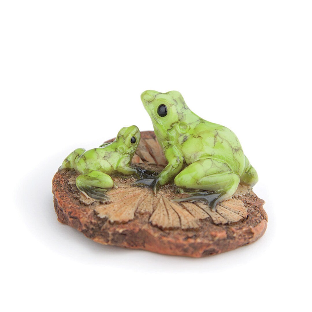 Two Frogs on A Wood Chip, Mini Frogs, Fairy Garden Frogs - Etsy