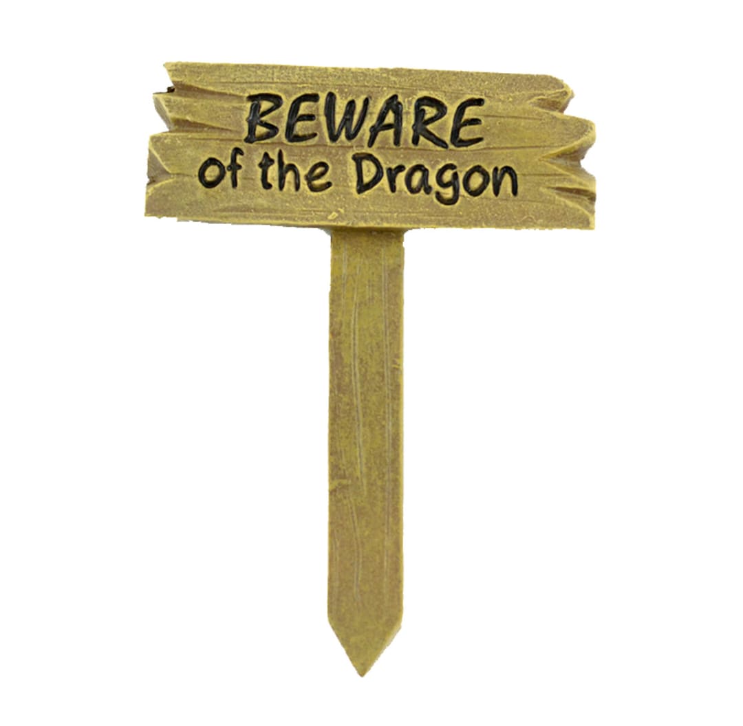 Beware of the Dragon Sign, Fairy Garden Sign, Mini Sign, Miniature Sign ...