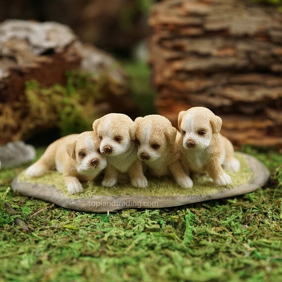 Four Mini Puppies Fairy Garden Puppies - Etsy