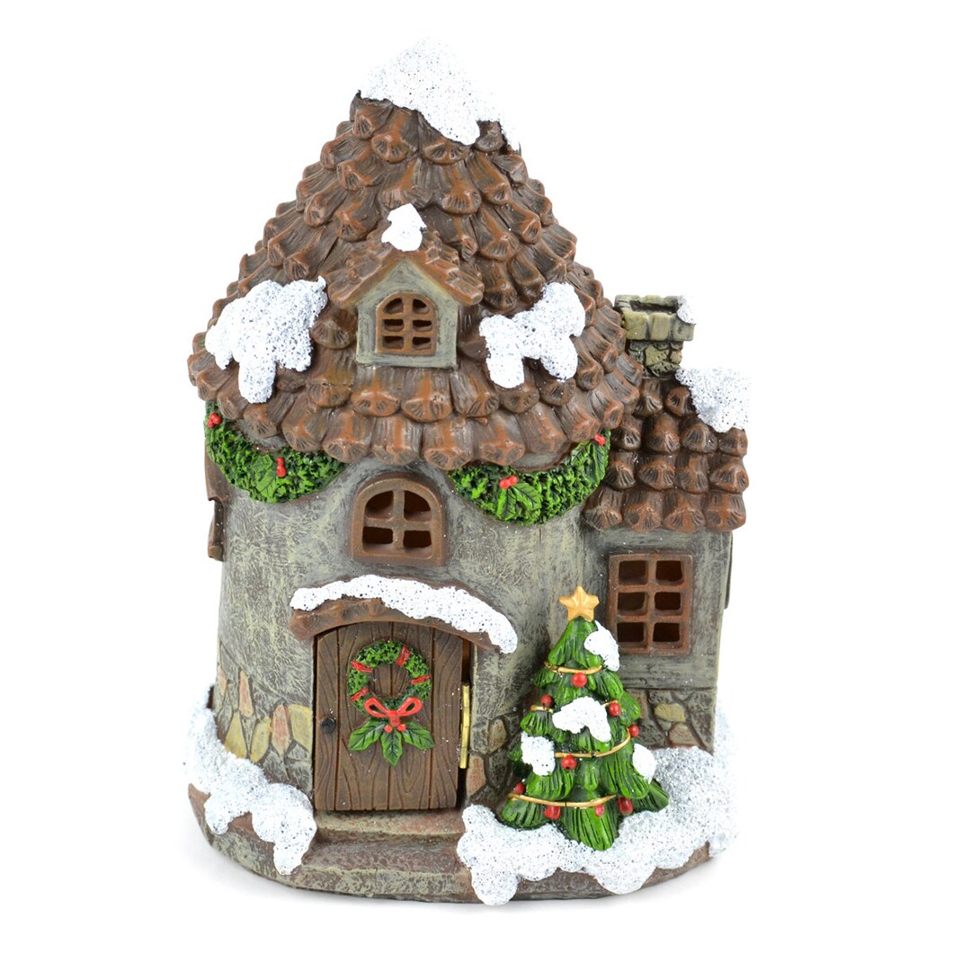 Christmas Pine House With LED Lights, Fairy Garden Xmas House - Etsy