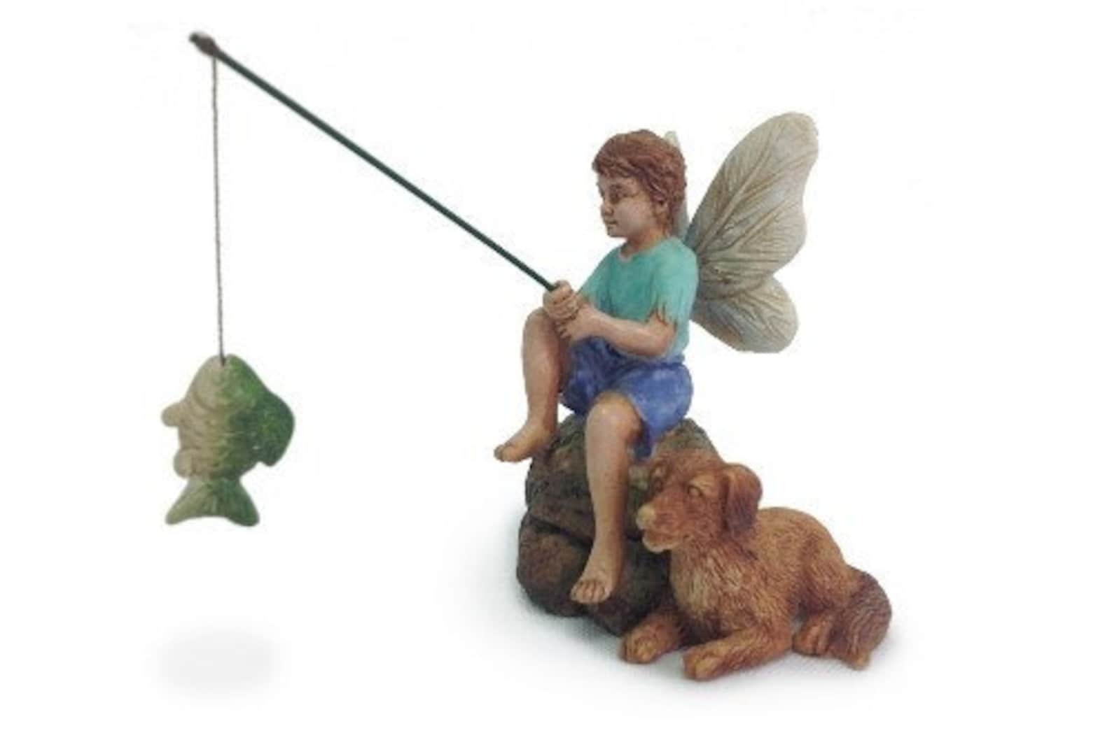 Gone Fishin Fairy, Fairy Garden Fairy Fishing, Mini Fishing Fairy - Etsy