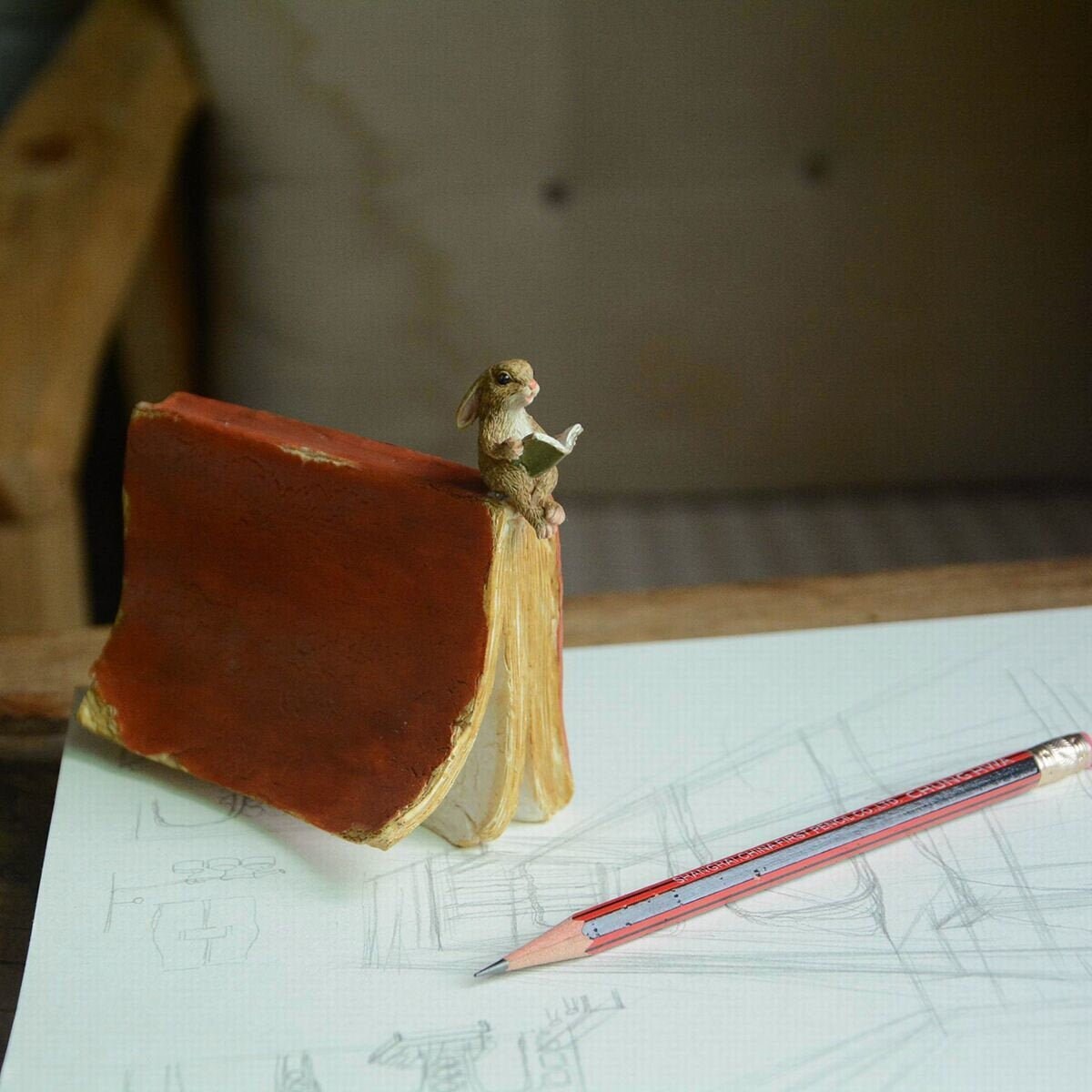 Bunny Reading Book Mini Bunny Miniature Bunny Fairy Garden - Etsy