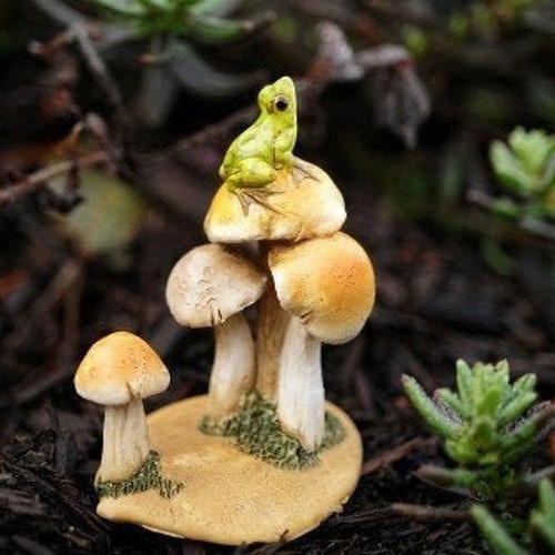 Mini Frog on Cabbage Miniature Frog Fairy Garden Frog - Etsy