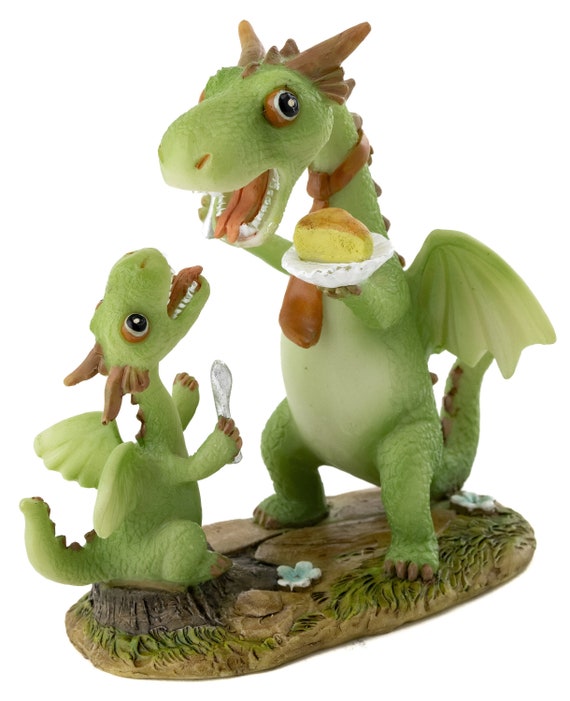 Papa Dragon Eating Cake with Mini Dragon Fairy Garden Mini | Etsy
