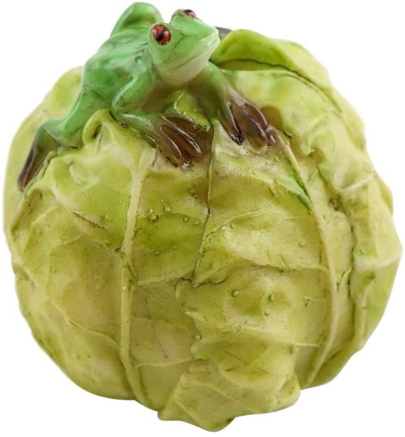 Mini Frog on Cabbage Miniature Frog Fairy Garden Frog - Etsy