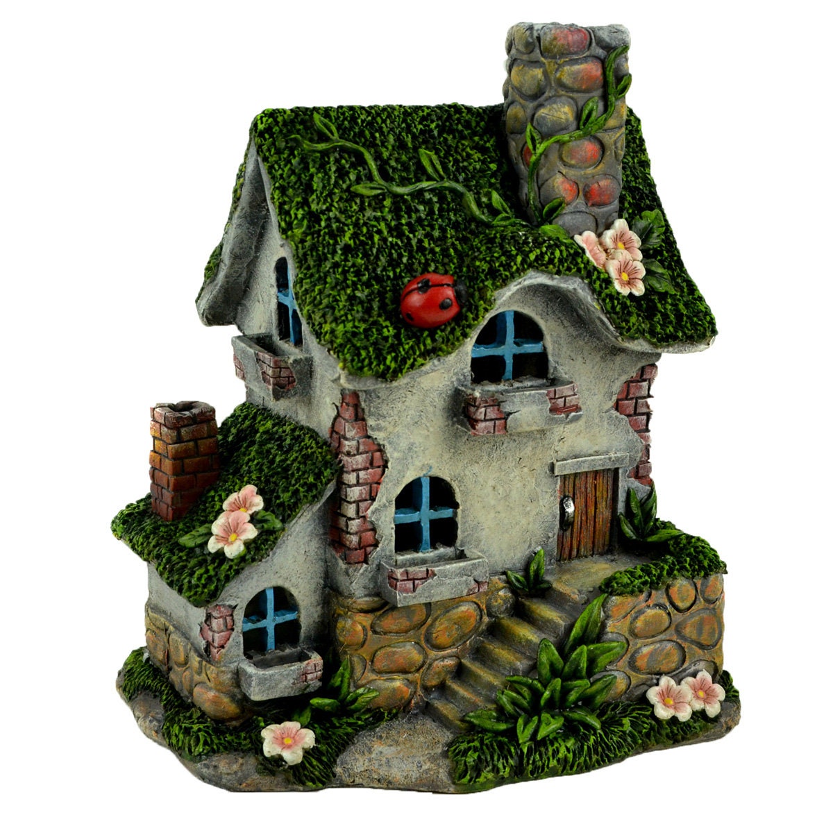 Solar Ladybug Cottage, Fairy Garden House, Fairy Home, Mini Solar Ladybug Cottage, Fairy Garden House, Fairy Home, Mini