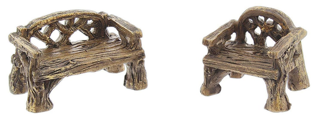 Micro Mini Woodland Bench and Chair, Fairy Garden Bench and Chair - Etsy