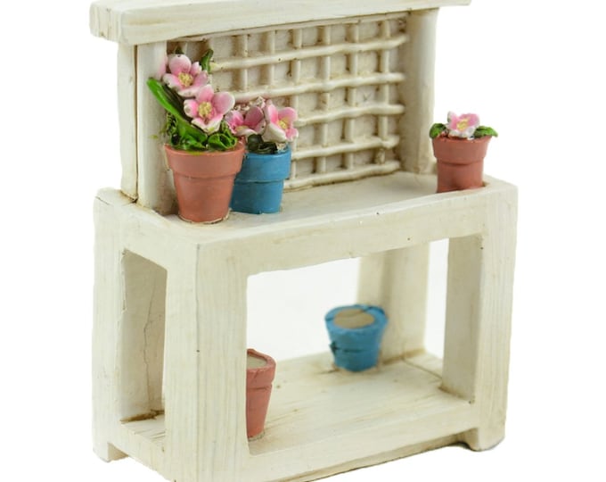 Mini White Potting Table, Fairy Garden Potting Table, Mini Potting ...