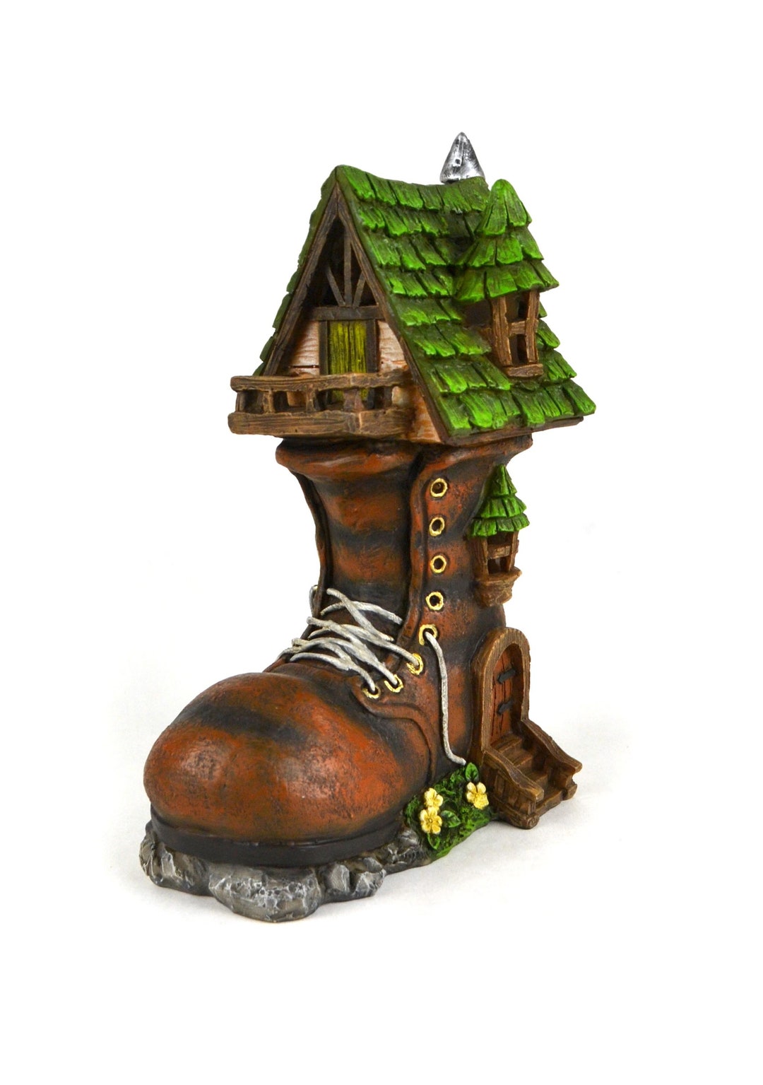Solar Fairy Garden Boot House, Fairy Garden Brown Boot Home - Etsy