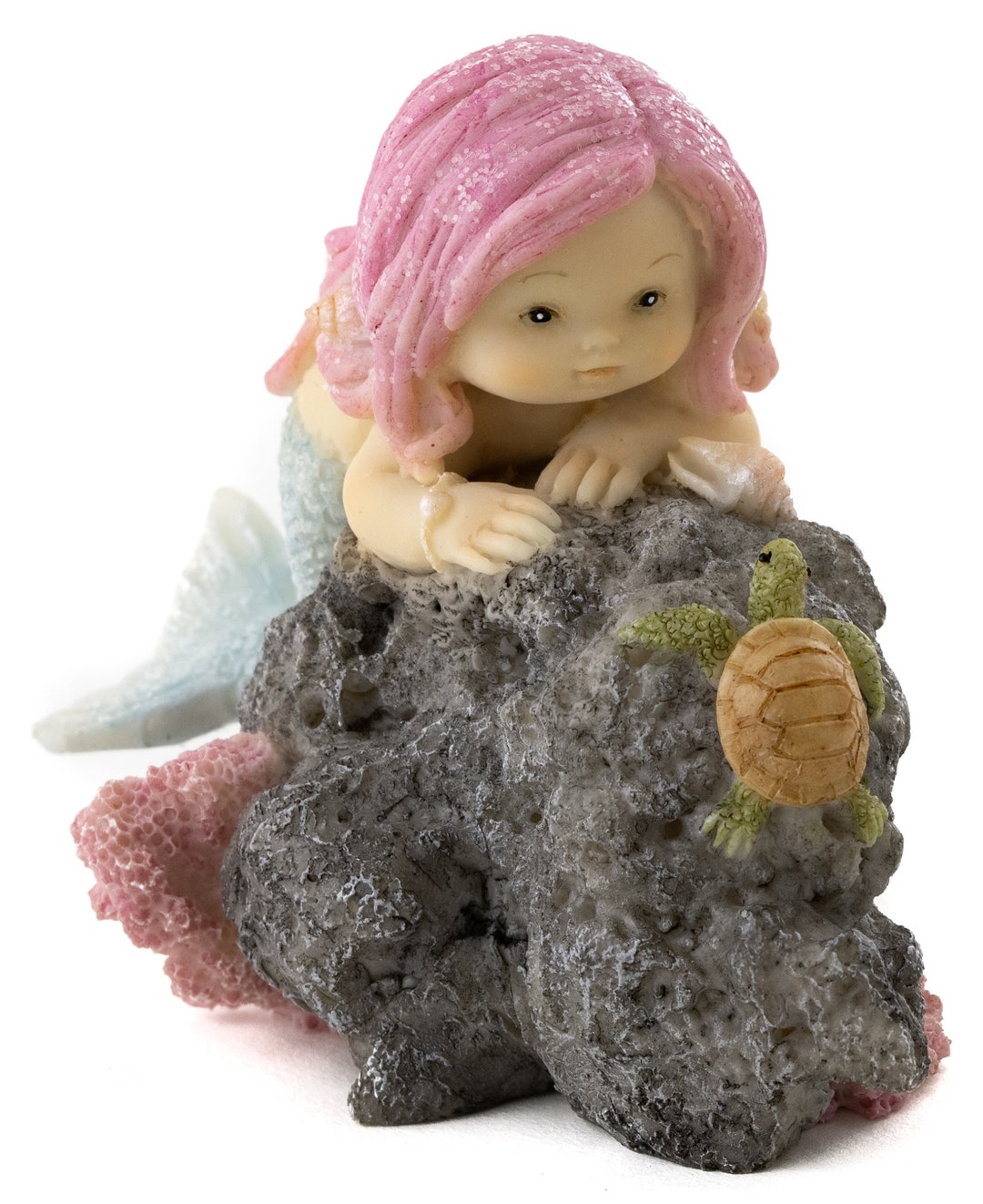 Little Mermaid With Baby Sea Turtle Fairy Garden Mini - Etsy