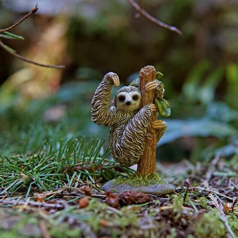 Sloth on Tree Mini Sloth Miniature Sloth Happy Sloth - Etsy