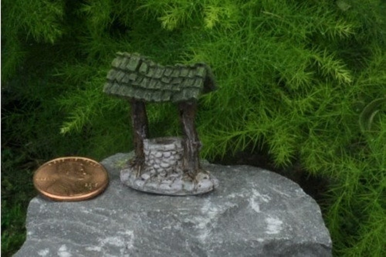 Micro Mini Wishing Well, Fairy Garden Wishing Well, Miniatuer Wishing ...