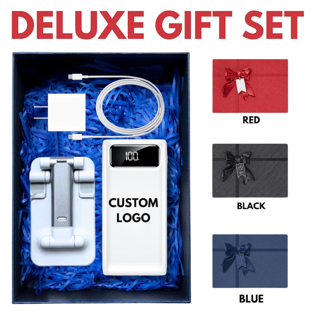 Custom Corporate Logo Gift Set | Premium Portable Charger, Adapter and ...