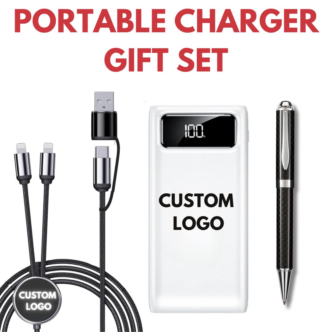 Custom Portable Charger Company Logo Gift Set | Promotional Corporate ...