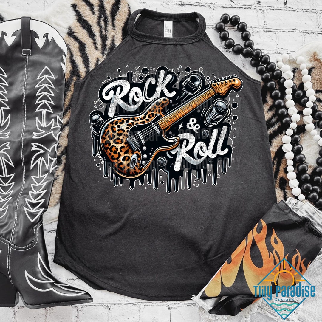 Rock & Roll Leopard Guitar Rocker Style Tank Top - Etsy