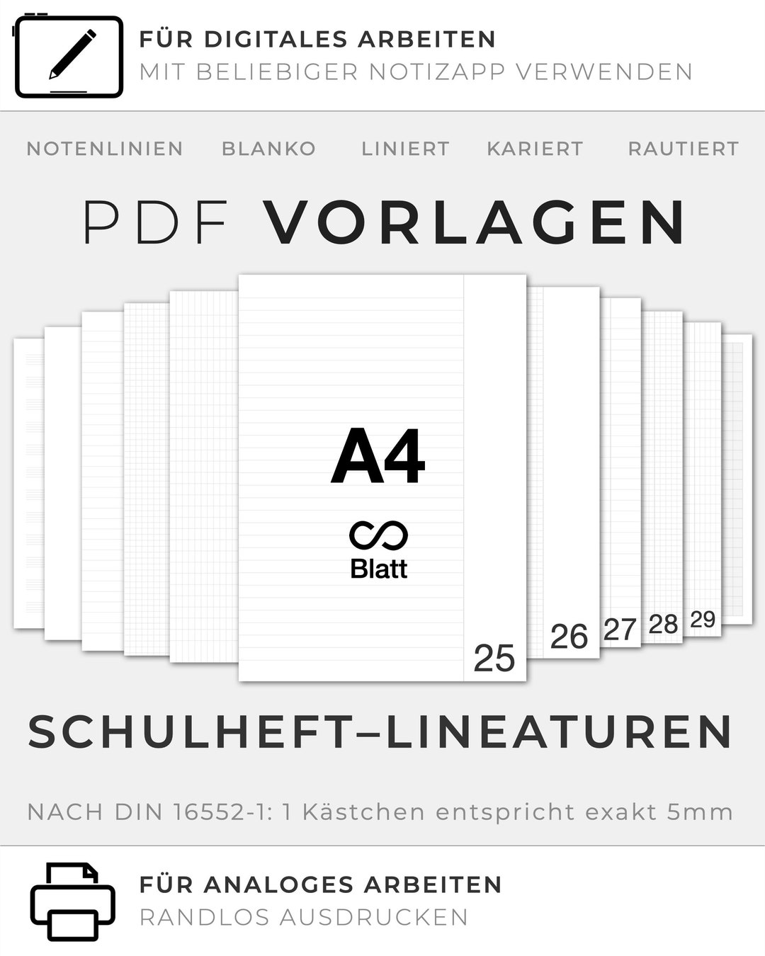 DIN A4 SCHOOL BOOK Ruling | Squared, Lined, Diamond Pattern | PDF ...