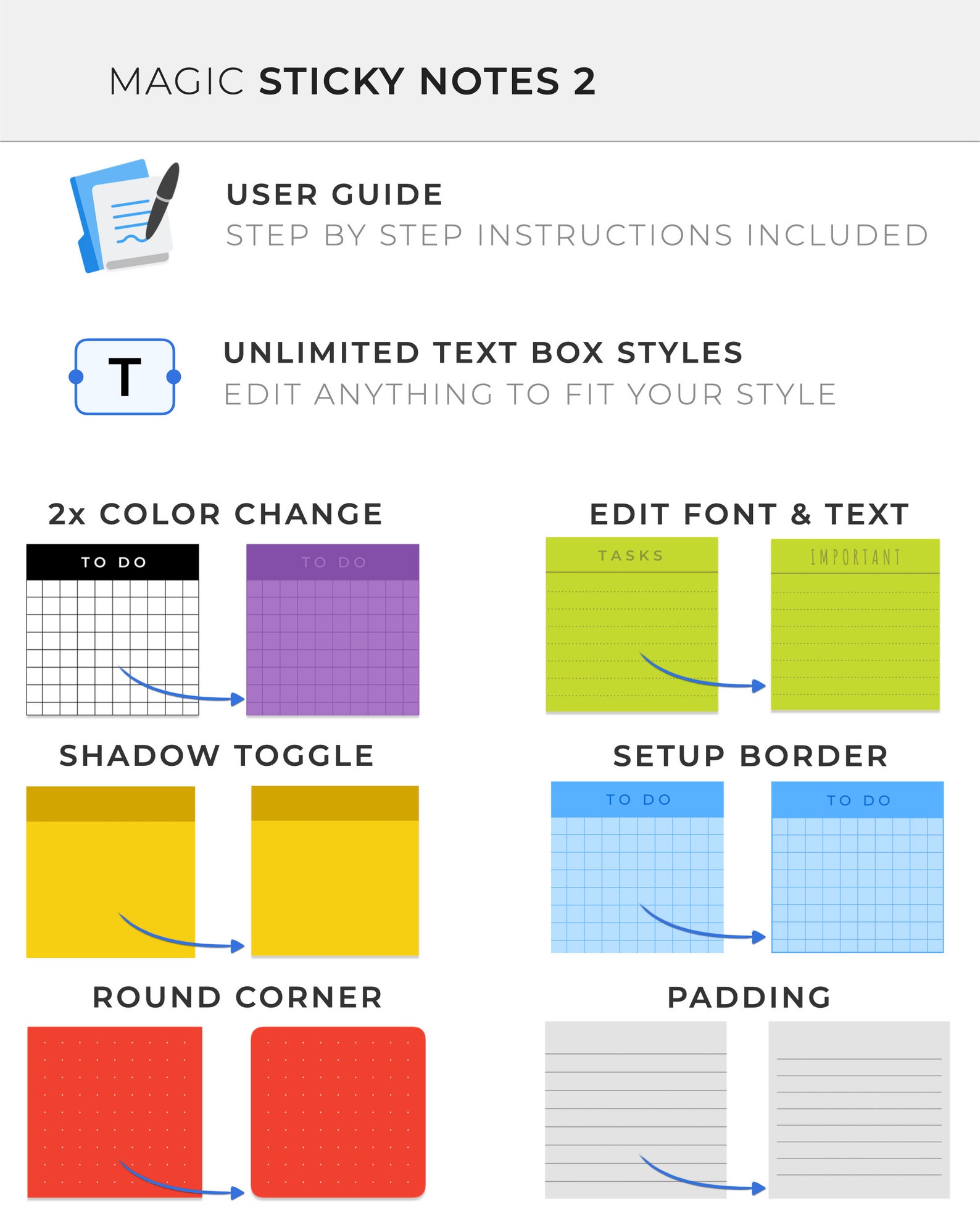 Goodnotes Digital Stickers: MAGIC STICKY NOTES 2 Color - Etsy