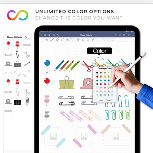 Goodnotes Digital Stickers: MAGIC OBJECTS Color Editable - Etsy