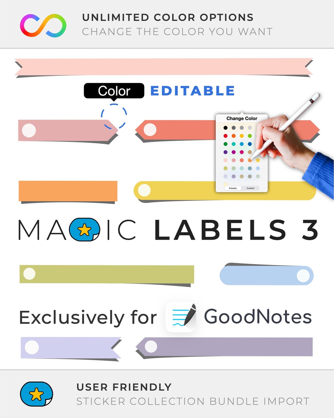 Goodnotes Digital Stickers: MAGIC LABELS 3 | Color Change Stickers - Etsy
