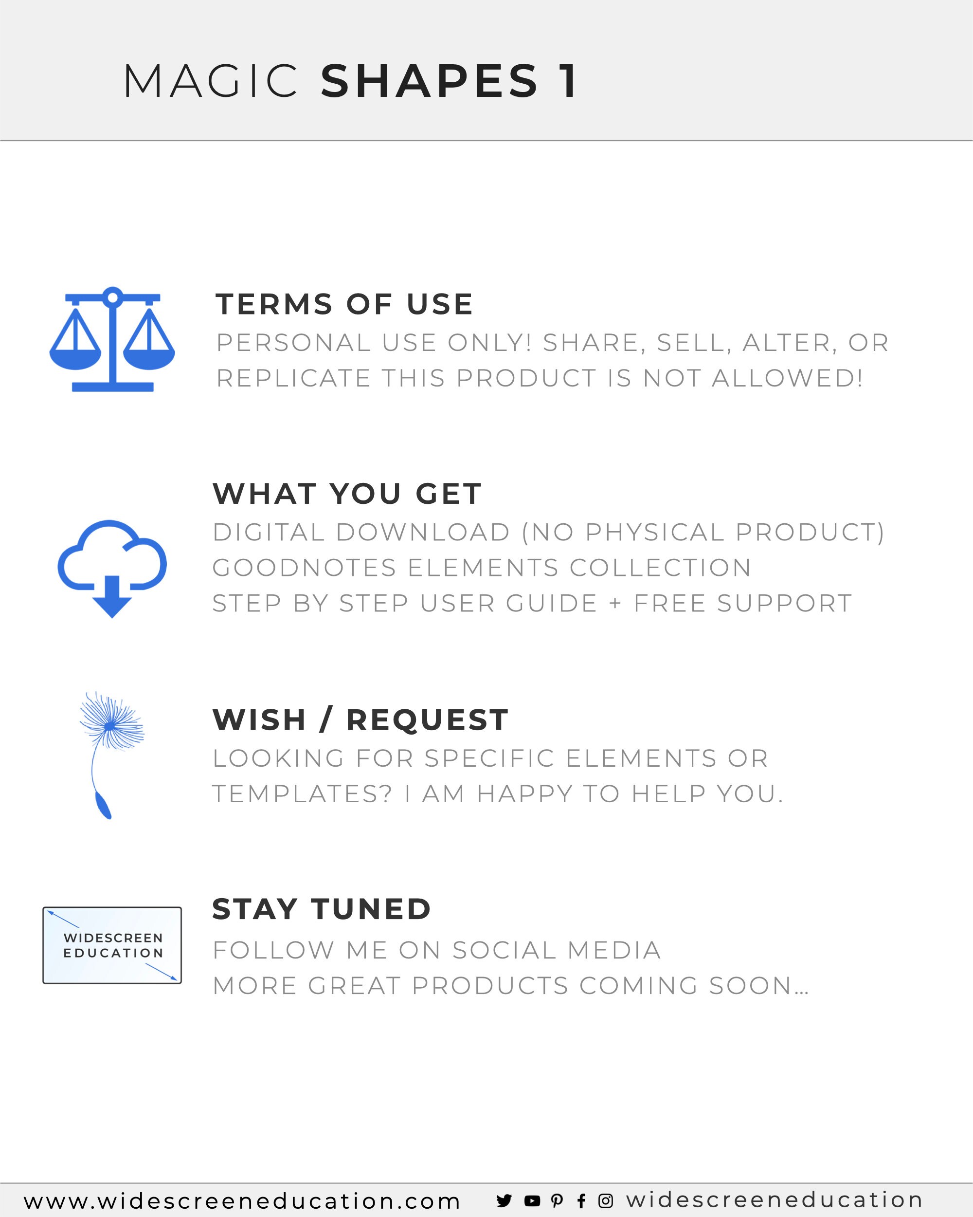 Goodnotes Digital Stickers: MAGIC SHAPES 1 Color Editable - Etsy