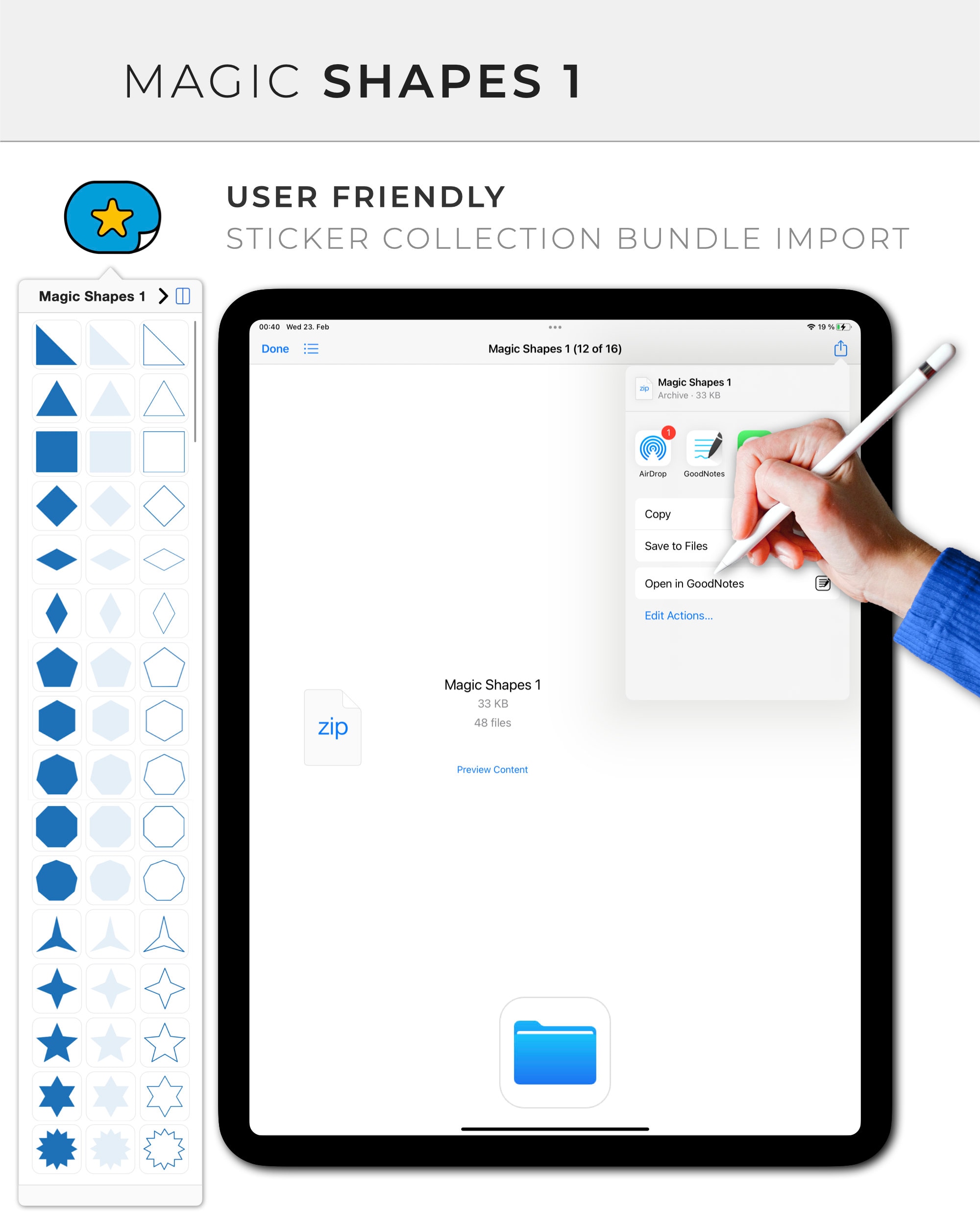 Goodnotes Digital Stickers: MAGIC SHAPES 1 Color Editable - Etsy