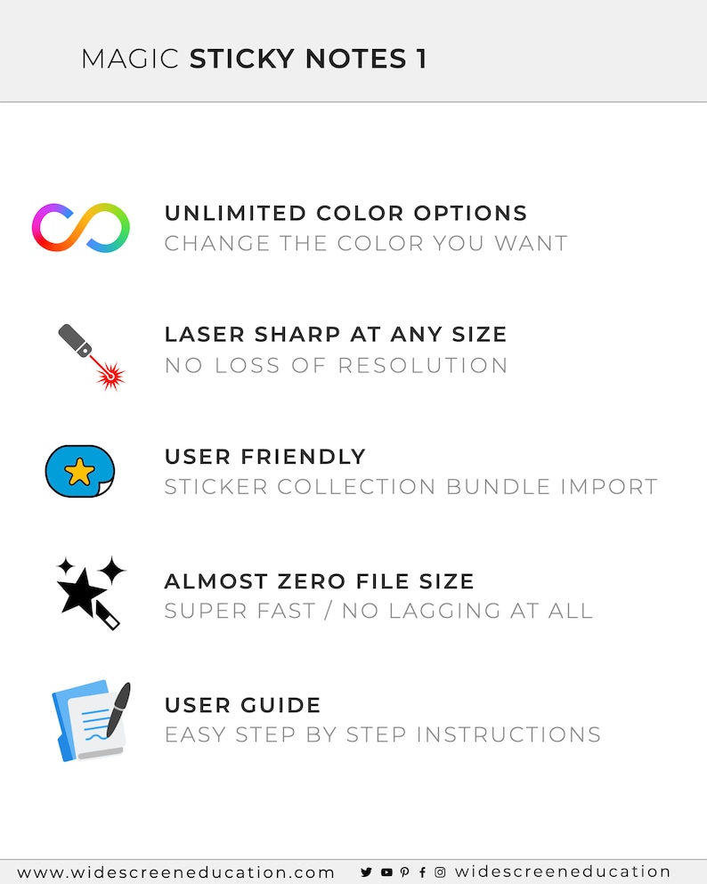 Goodnotes Digital Stickers: MAGIC STICKY NOTES | Color Editable ...