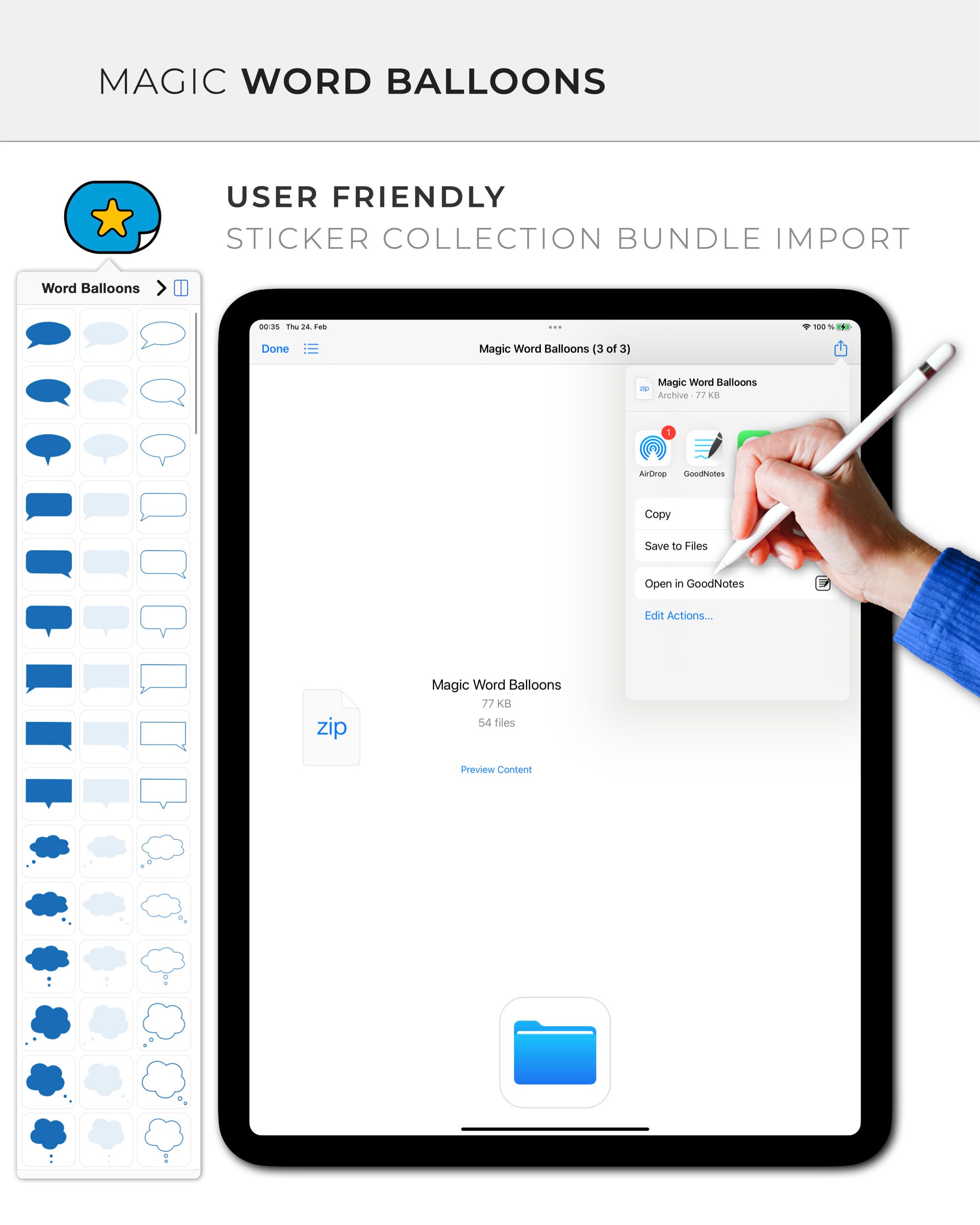 Goodnotes Digital Stickers: MAGIC WORD BALLOONS Color | Etsy