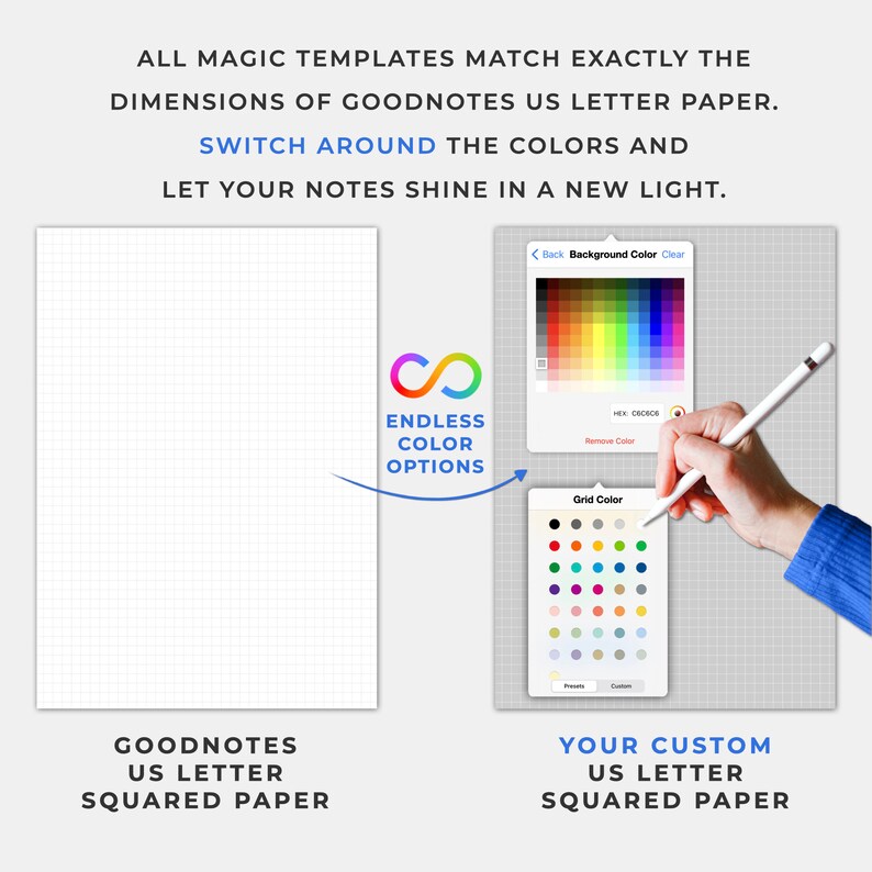 Goodnotes Templates US Letter Paper Grid Graph Squared - Etsy