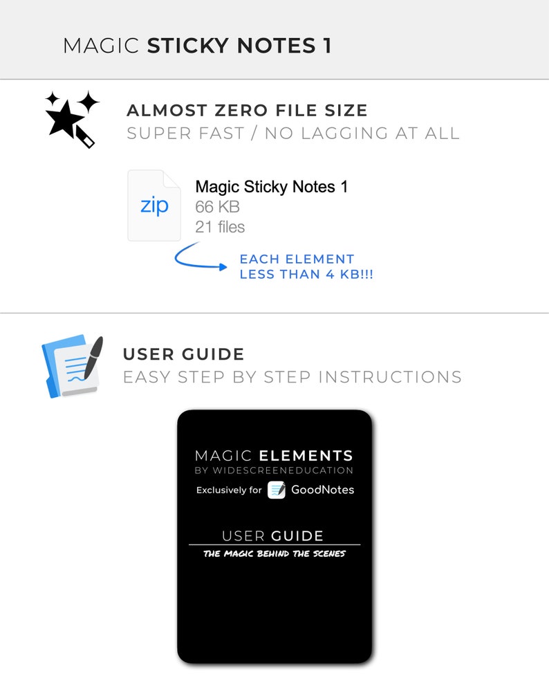 Goodnotes Digital Stickers: MAGIC STICKY NOTES | Color Editable ...