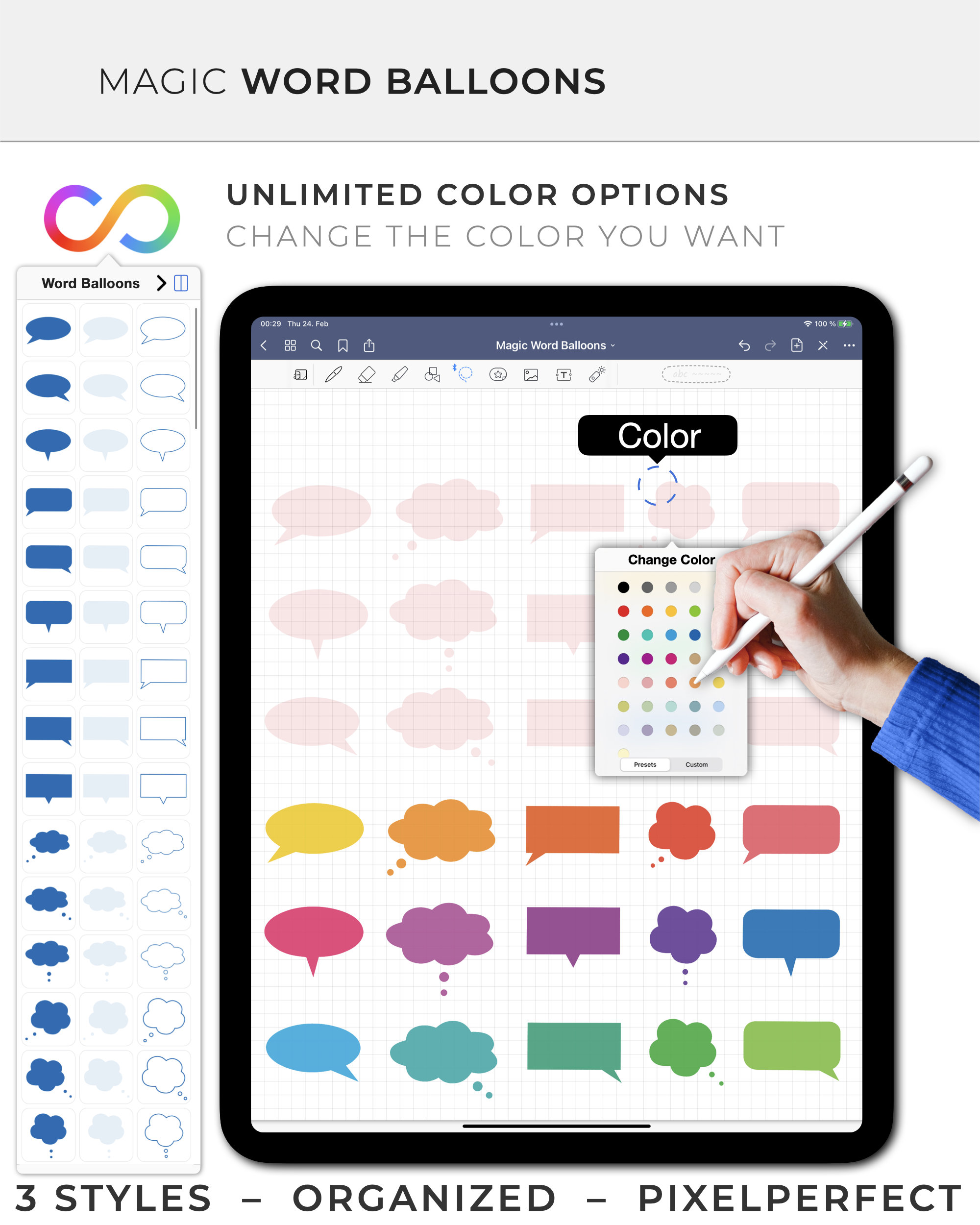 Goodnotes Digital Stickers: MAGIC WORD BALLOONS Color | Etsy