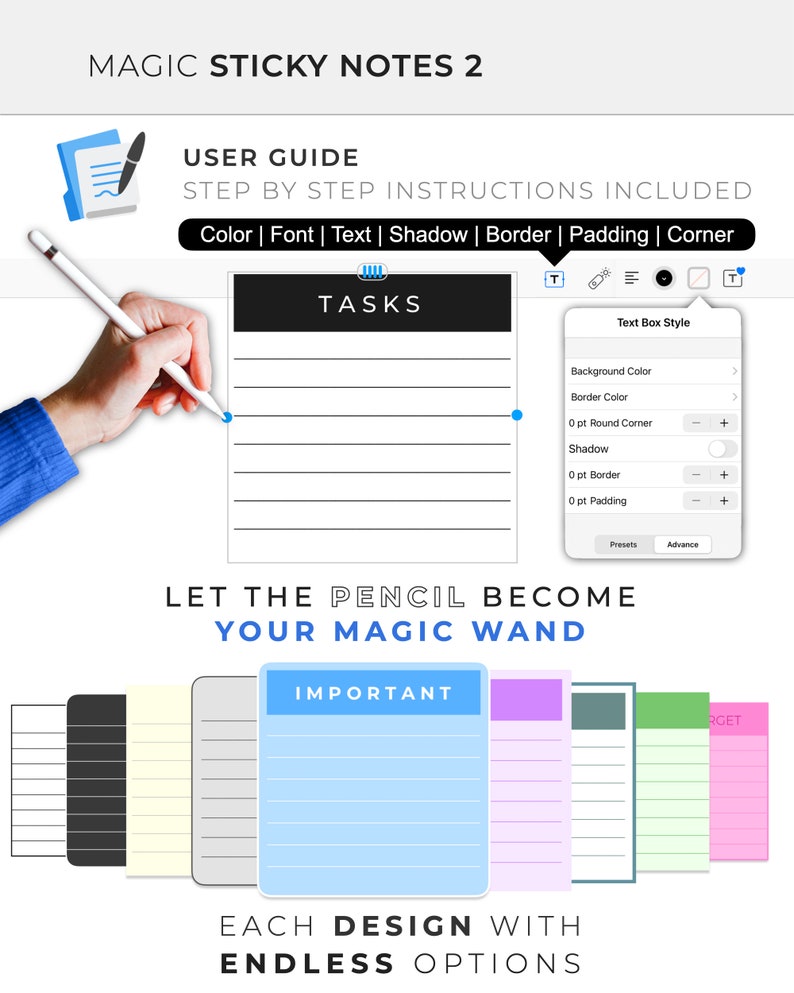 Goodnotes Digital Stickers: MAGIC STICKY NOTES 2 Color - Etsy