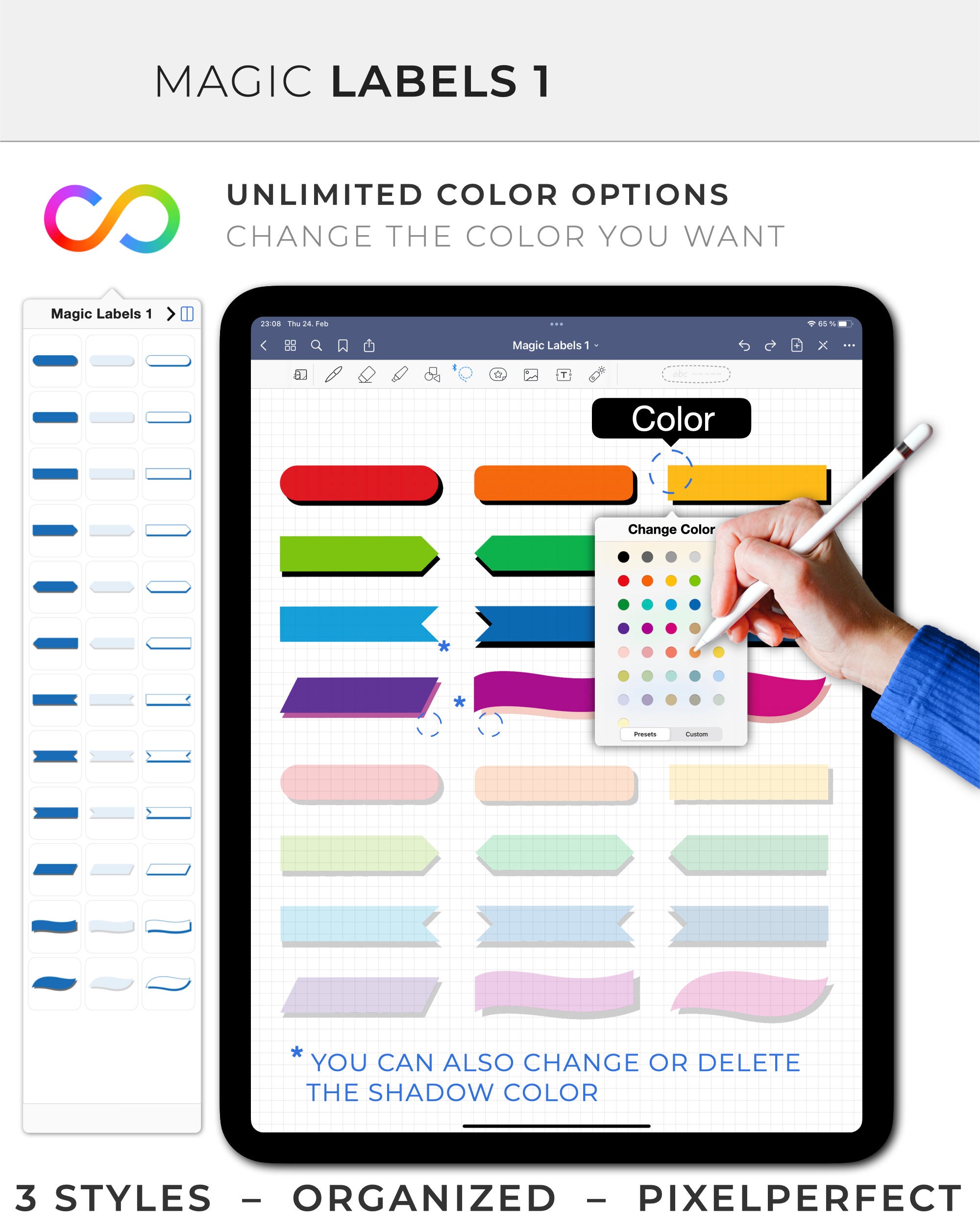 Goodnotes Digital Stickers: MAGIC LABELS Color Editable - Etsy