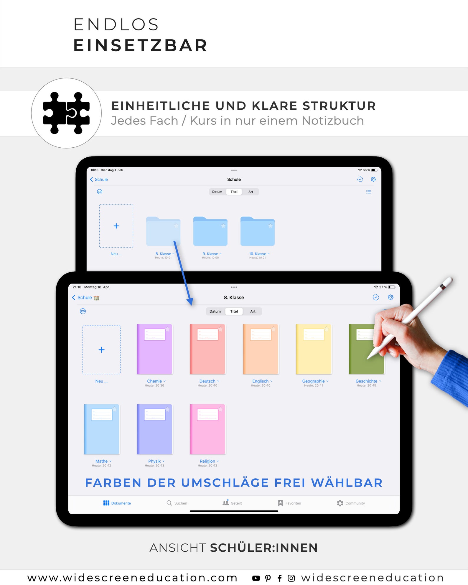 Digitale Heftführung für GoodNotes | Schulheft mit individuellen ...