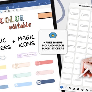 Goodnotes Digital Stickers: Entire MAGIC ICONS Bundle | Color Editable ...
