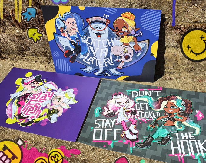 MINI Prints (4 X 6 INCH) - Splatoon Hotlantis IDL Posters Squid Sisters ...