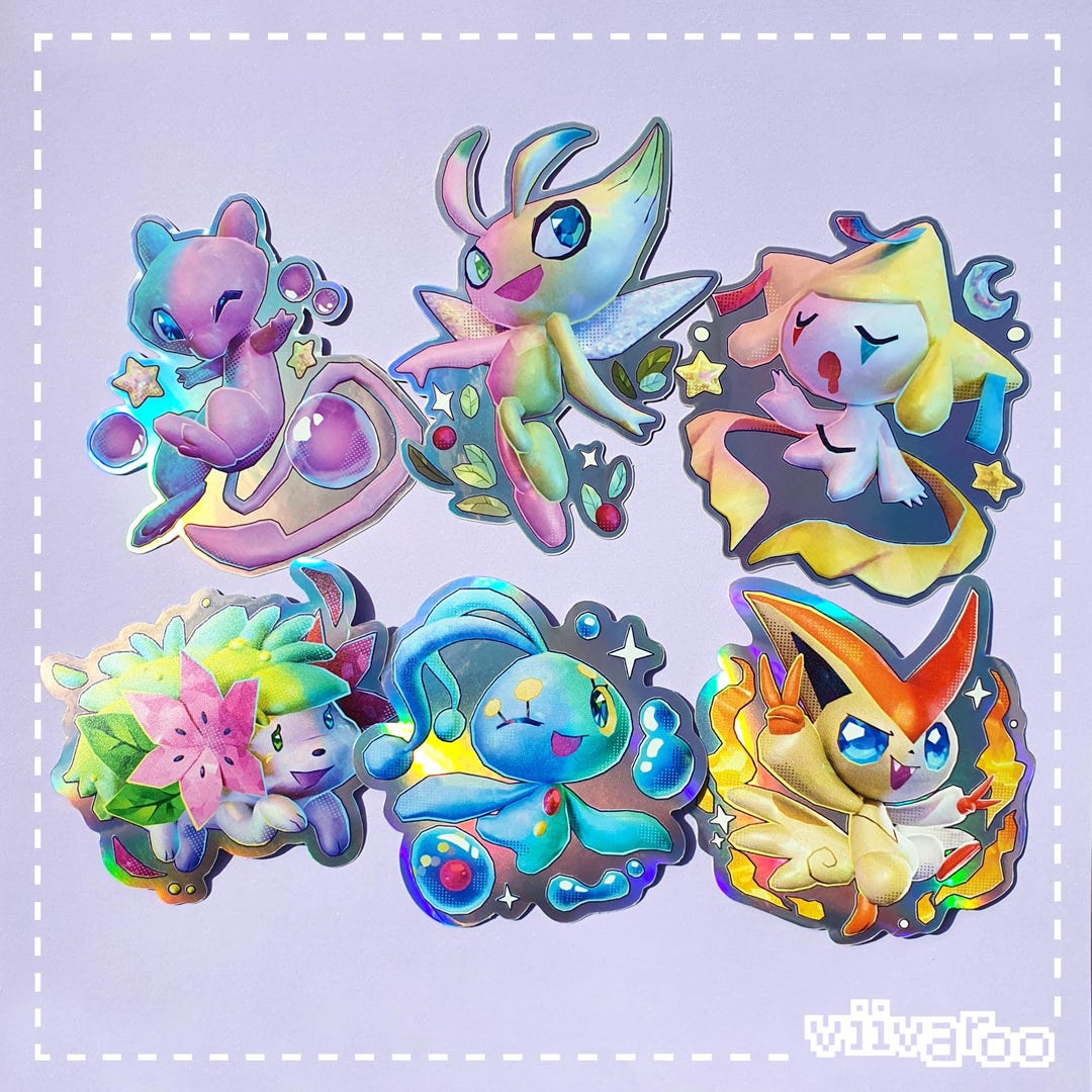 Pixie Pokemon Holographic Sticker Set - Etsy UK