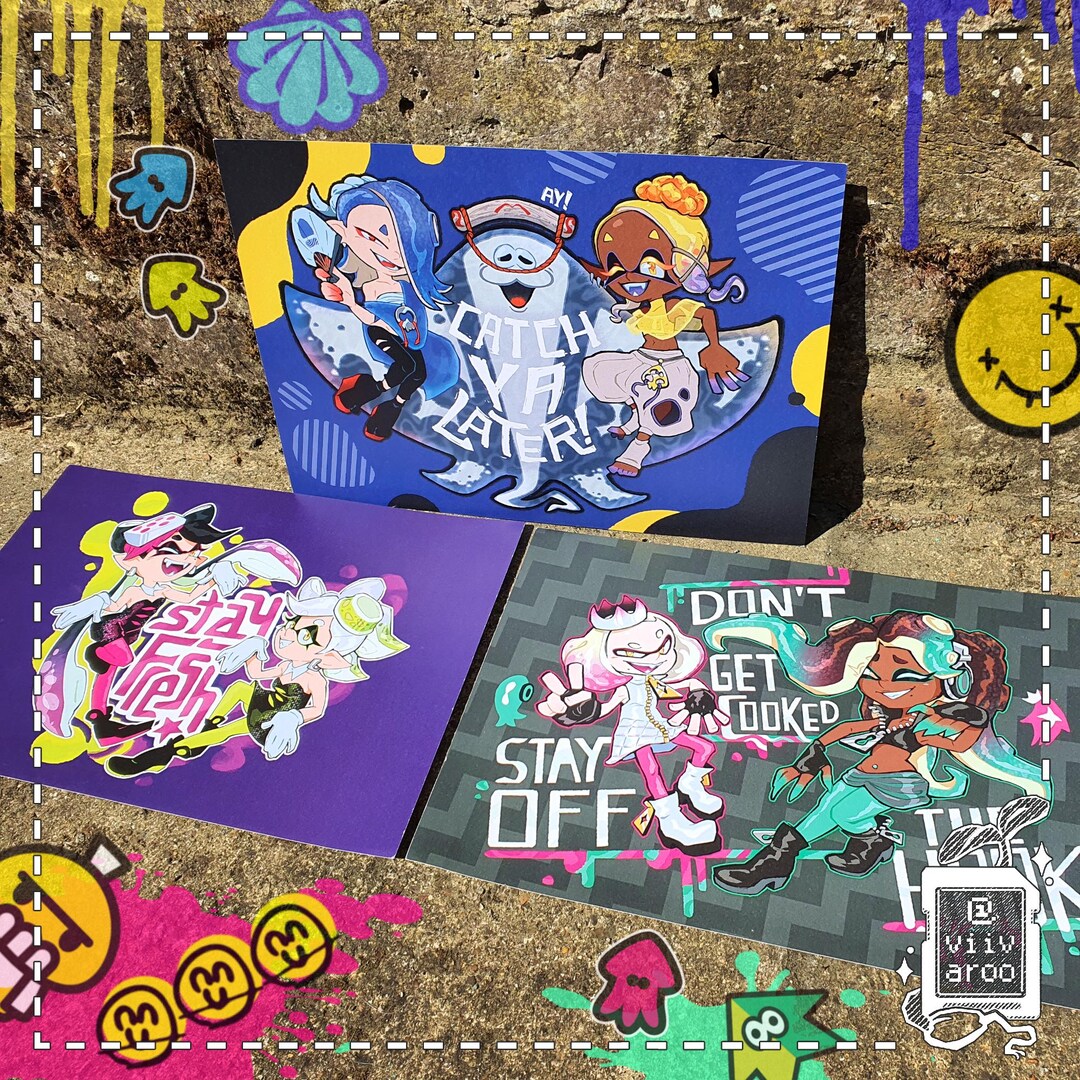 Splatoon A4 Art Prints - Squid Sisters - off the Hook - Deep Cut - Etsy UK