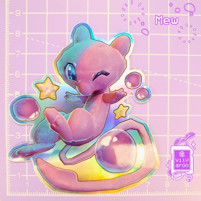 Holographic Pokemon Stickers Split Shiny Pixie Mew Celebi Jirachi - Etsy