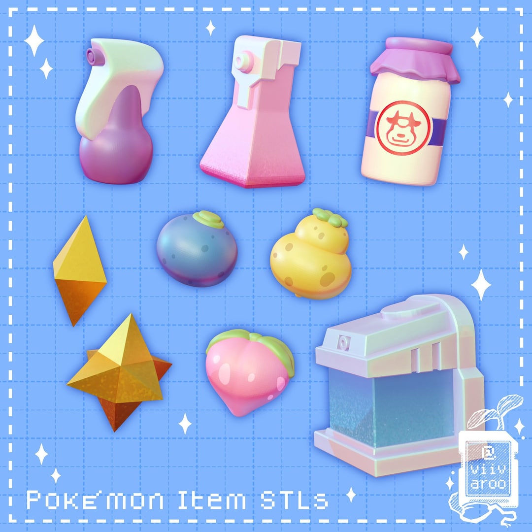 Pokemon Item Stls 18 Items for 3D Printing Keyrings Props Potions ...