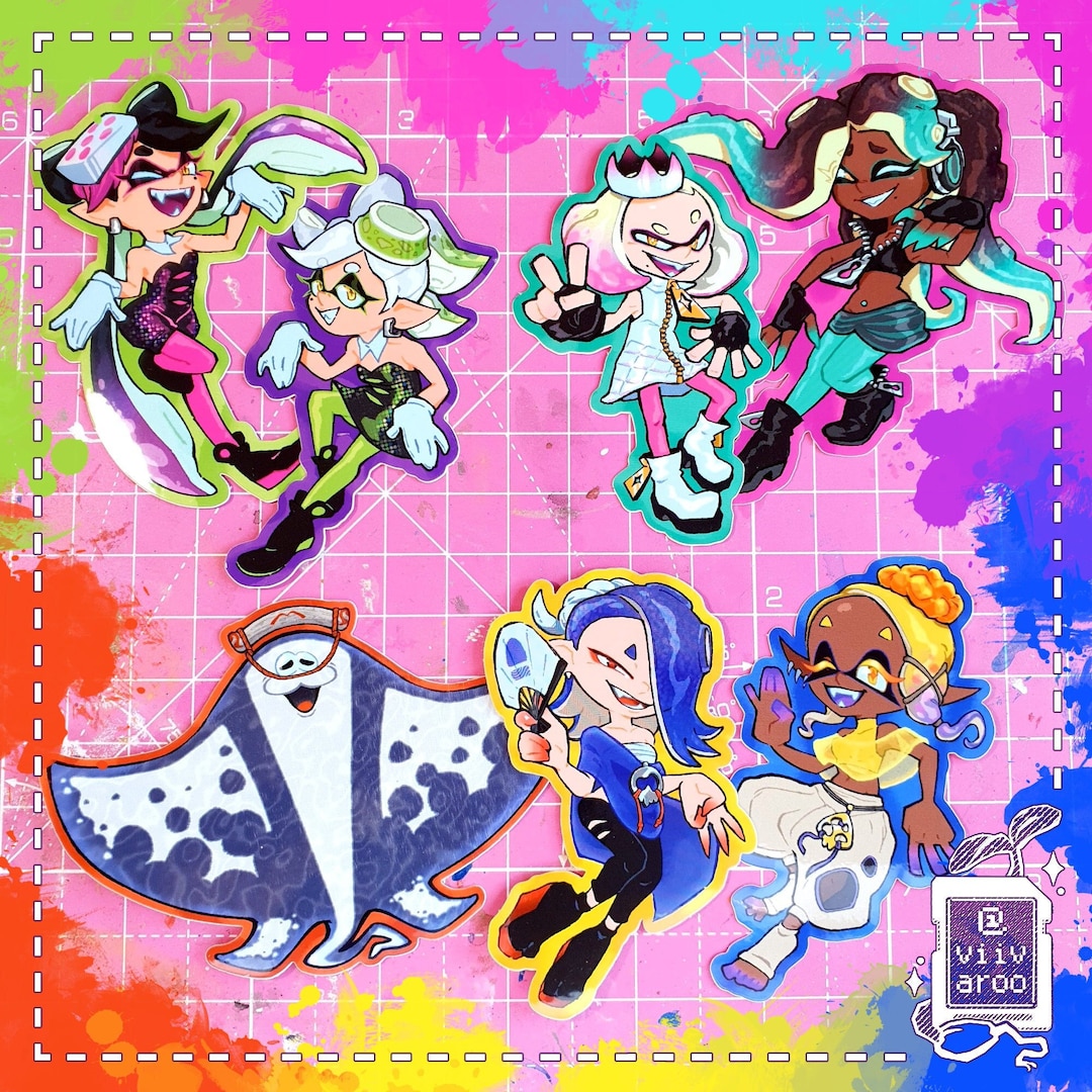 Splatoon Idol Stickers! Mix and Match! - Squid Sisters - off the Hook - Deep Cut - Waterproof ...