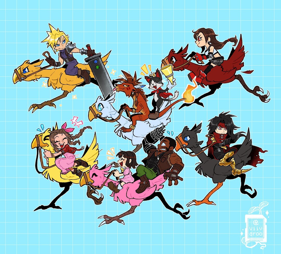 FFVII Chocobo Racing Stickers - Cloud - Tifa - Redxiii - Cait Sith ...