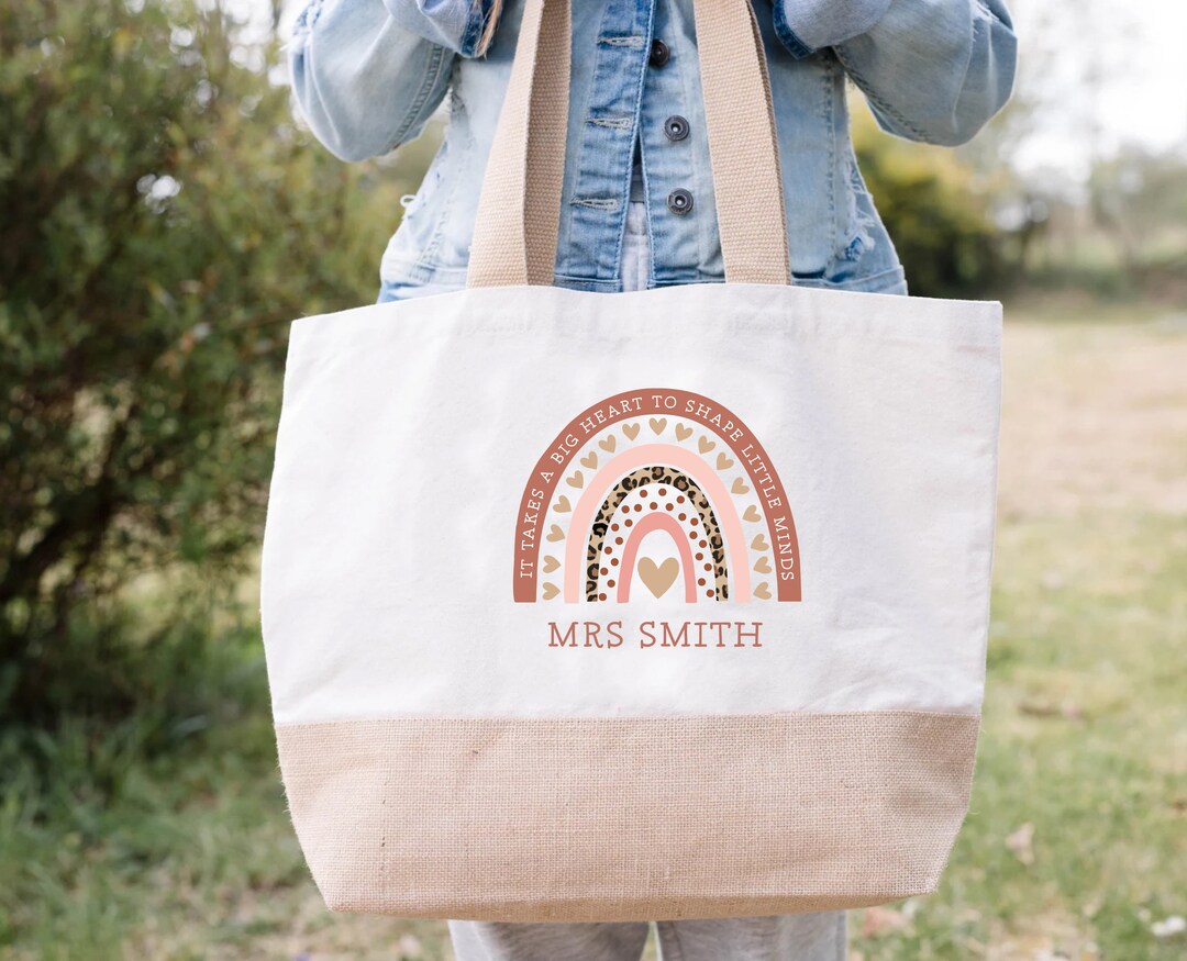 Teacher Totes, Teacher Tote Bag, Jute Bag, Personalised Bag, Teacher ...