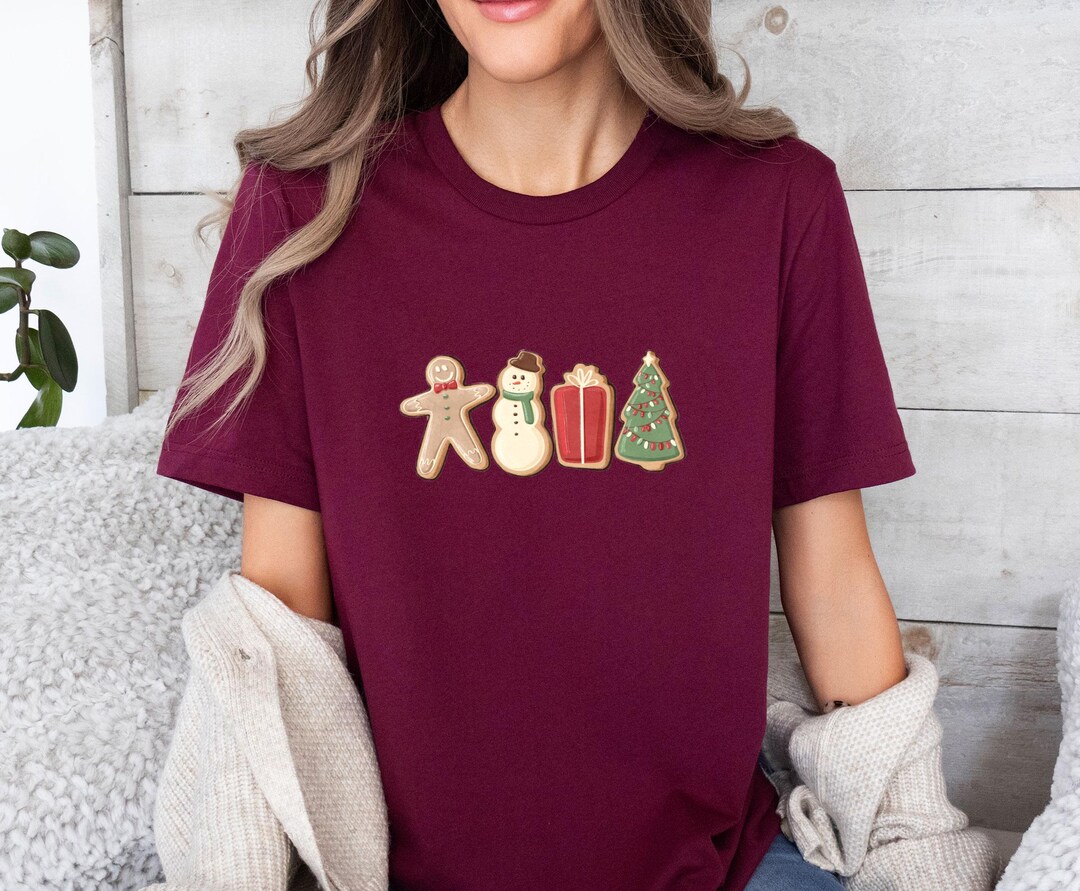 Gingerbread T-shirt, Christmas Cookie Shirt, Womens Christmas Tee, Cute ...