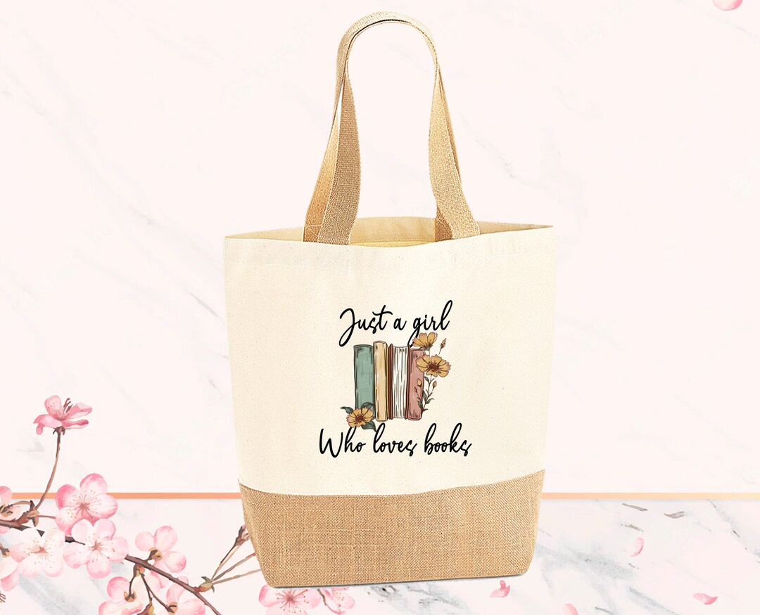 Book Tote Bag, Bookish Bags, Book Jute Bag, Gift for Book Lovers, Book ...
