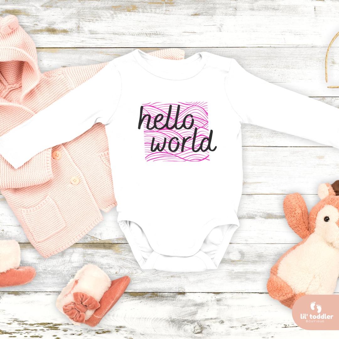 Hello World Baby Onesie® - Pregnancy Announcement - Cute Baby Girl ...
