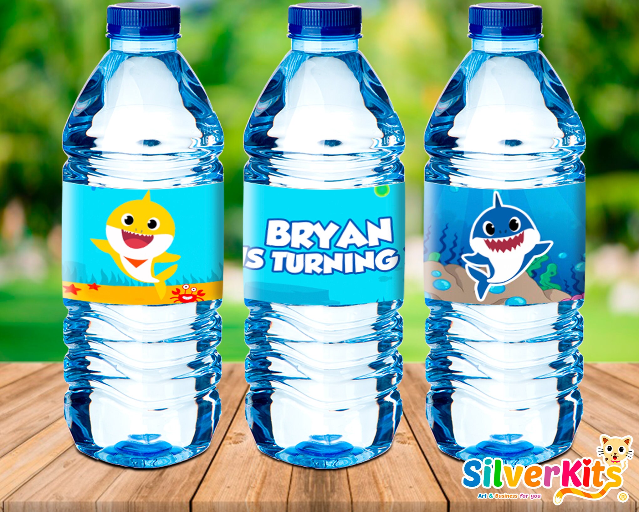 Baby Shark Water Bottle Labels with 6 designs Included Baby | Etsy