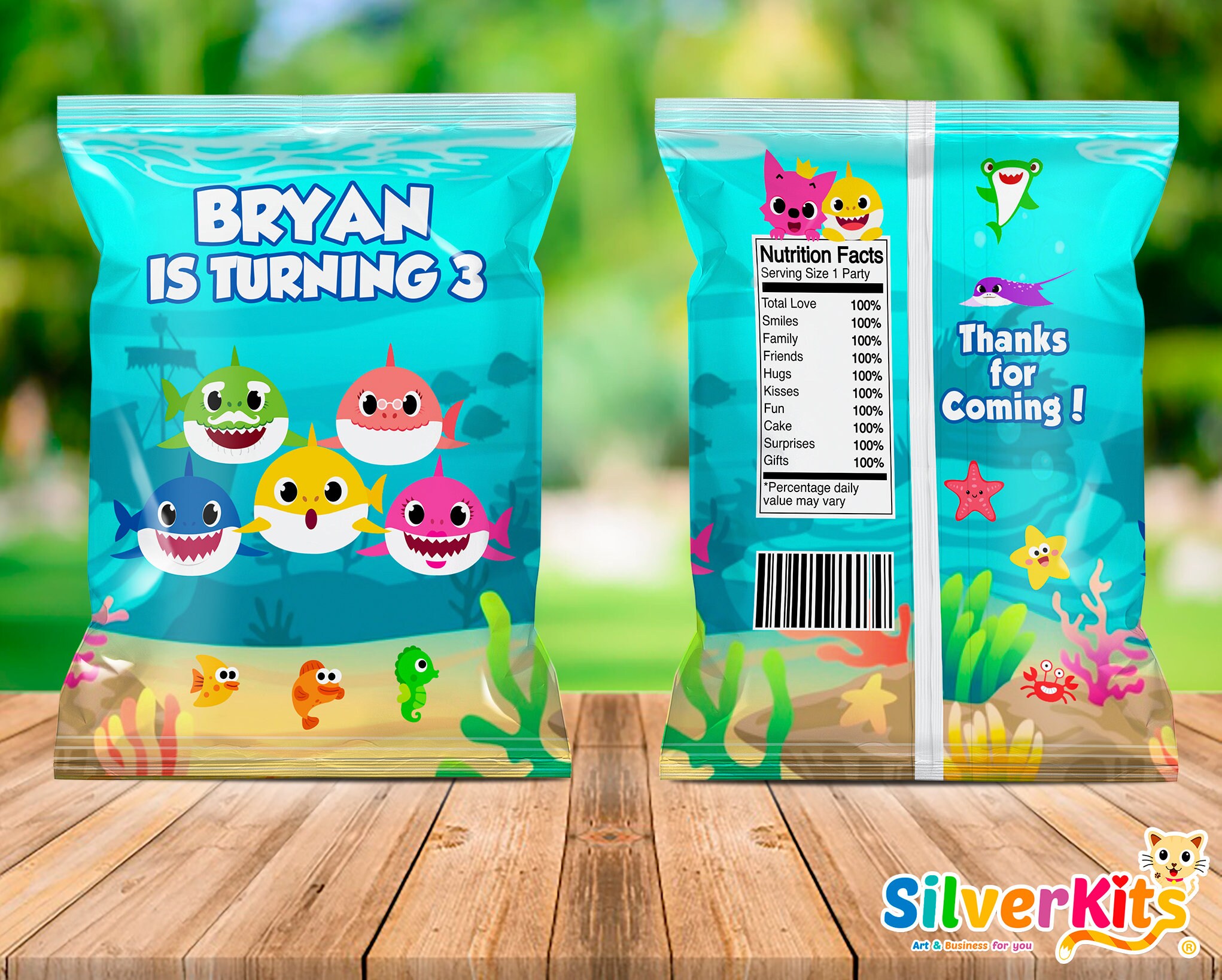 Baby Shark Chips Bag Included 3 designs Chips labels As a | Etsy